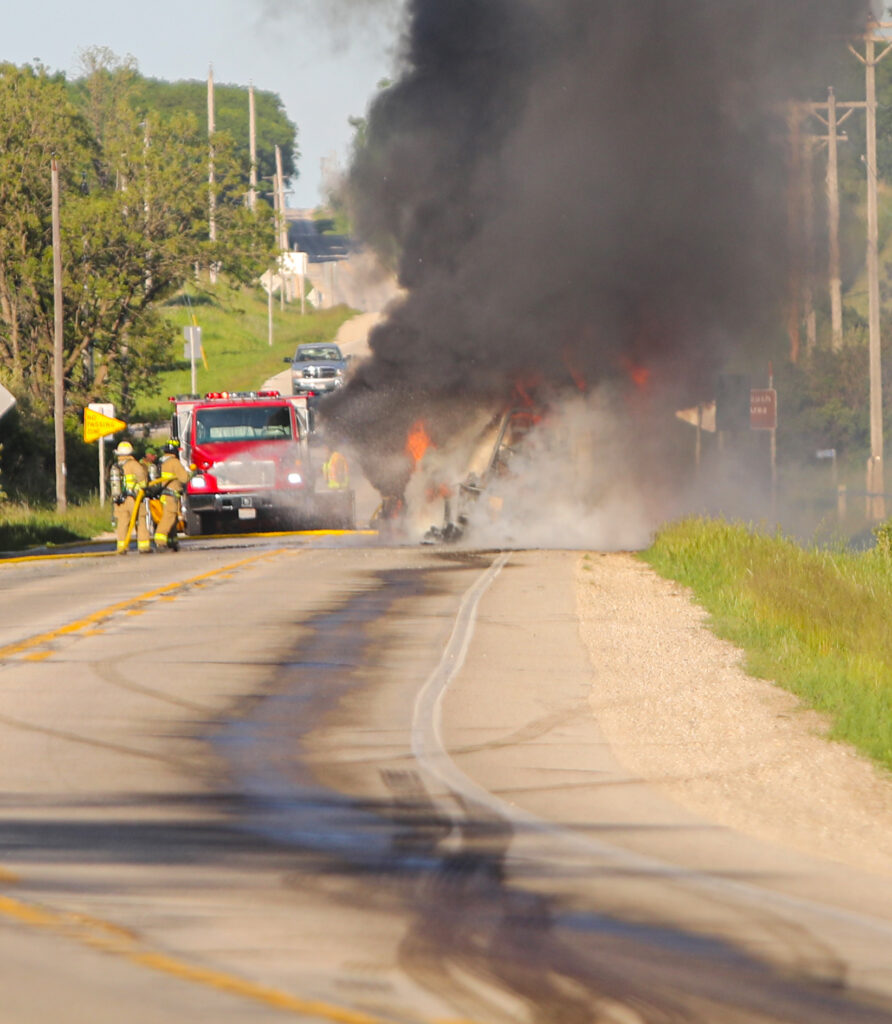 PHOTOS: Tractor fire closes Highway 67 in Sheboygan County - KFIZ News ...