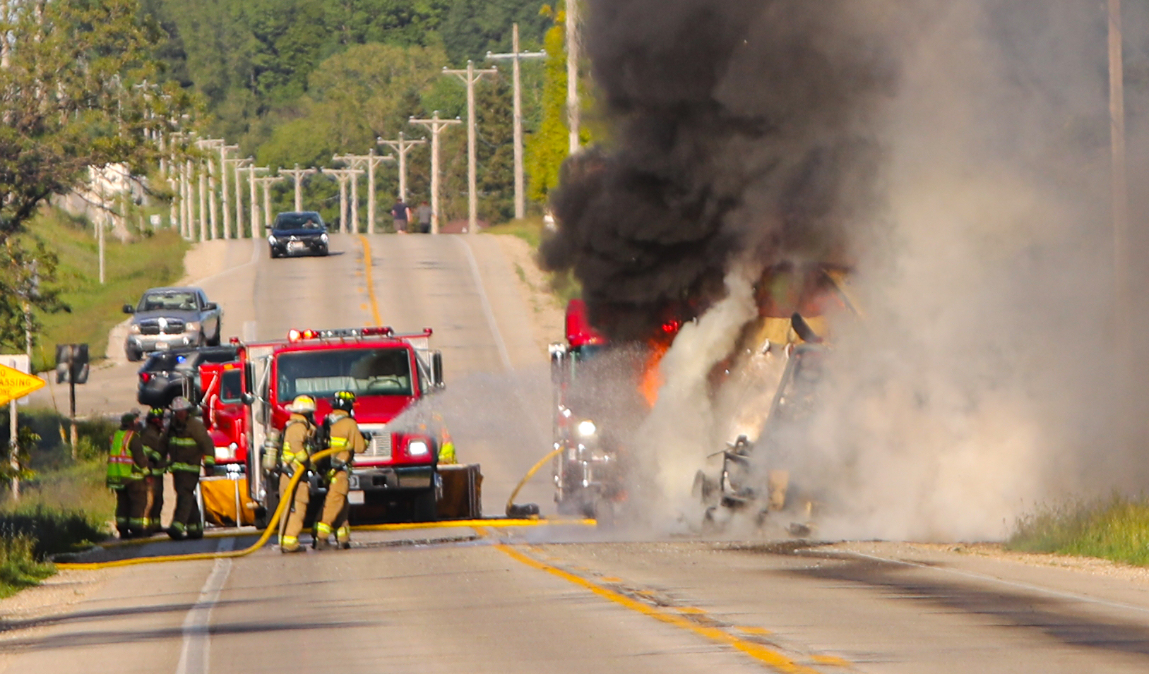 PHOTOS: Tractor fire closes Highway 67 in Sheboygan County - KFIZ News ...